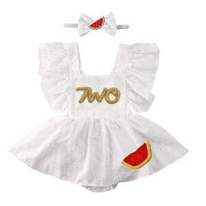 boutique | One Pieces | Red Watermelon Dress Watermelon Second Birthday ...